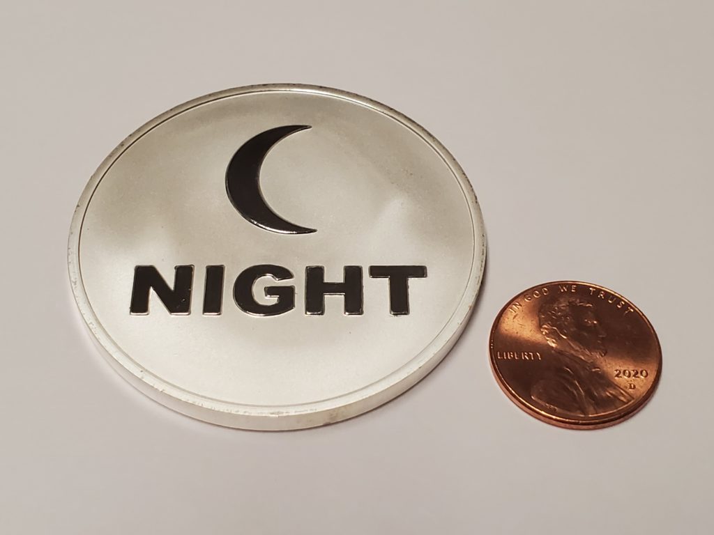 Day / Night Silver Clad Token (2 Inch Diameter) – Rook Robot Gaming